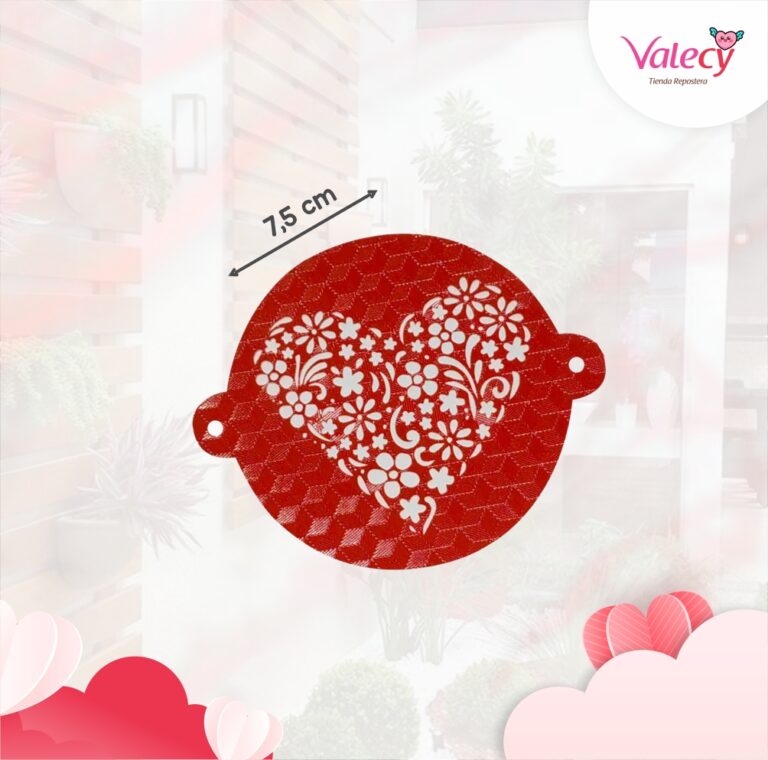 Stencil Corazón textura de flores 1 - San Valentín - Plantillas de ...