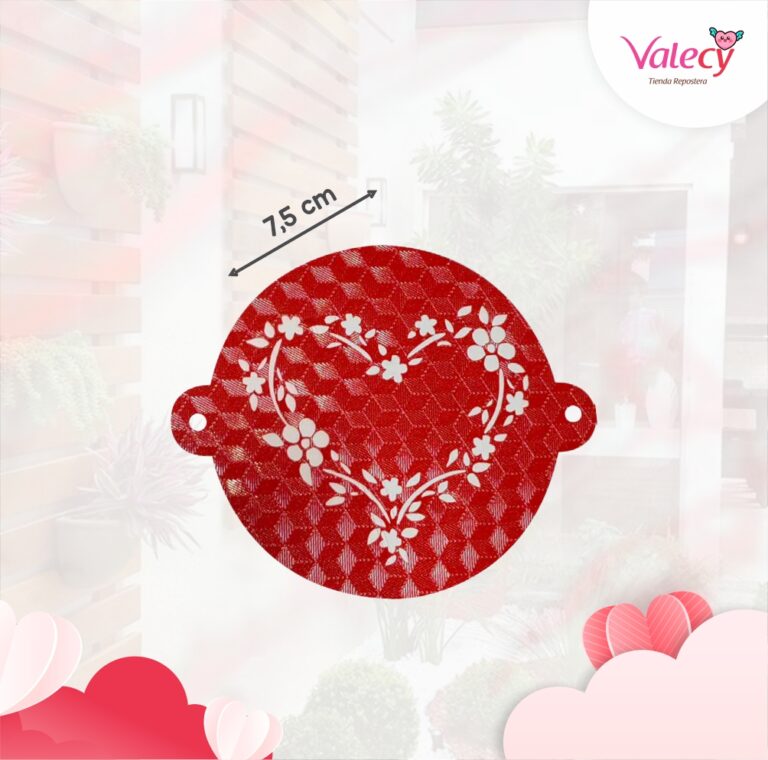 Stencil Corazón textura de flores 2 - San Valentín - Plantillas de ...